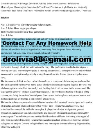 Multiple choice Which type of cells in Porifera create water current.pdf