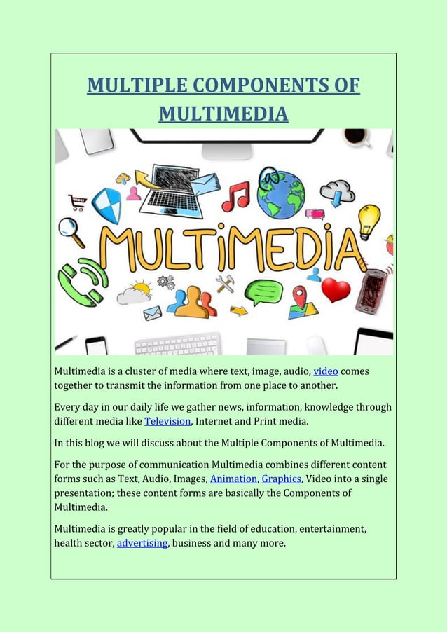 MULTIPLE COMPONENTS OF MULTIMEDIA | PDF | Computer Animation | Computer Software and Applications