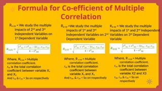 Coefficient of Multiple Correlation - R₁.₂₃, R₂.₁₃ & R₃.₁₂ | PPTX