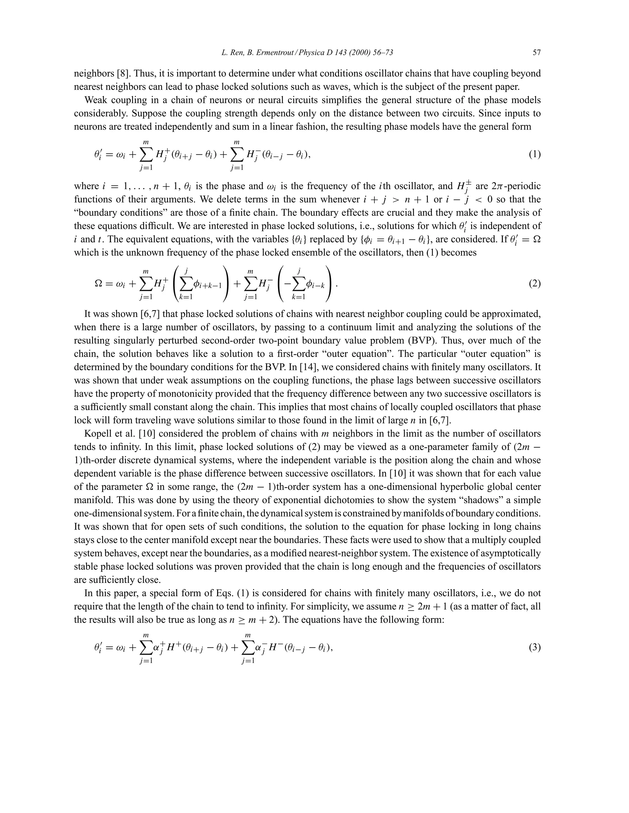 Phase locking in chains of multiple-coupled oscillators | PDF