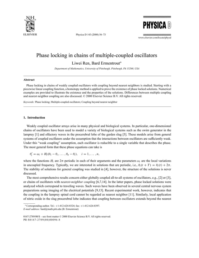 Phase locking in chains of multiple-coupled oscillators | PDF