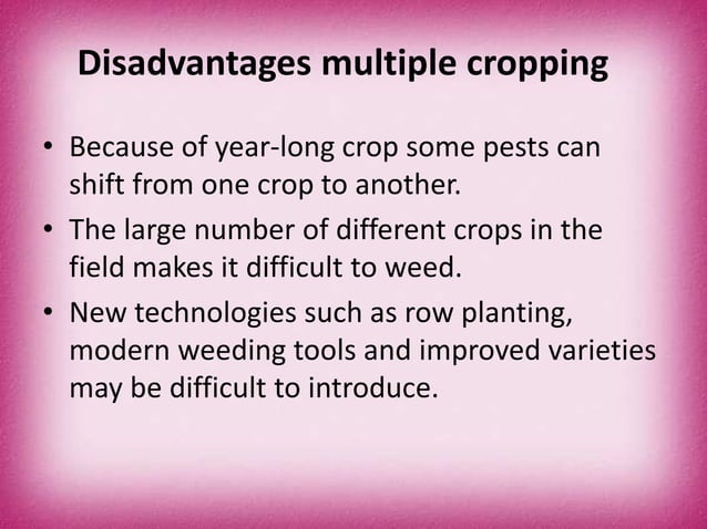 Multiple cropping systems | PPTX | Agriculture | Industries
