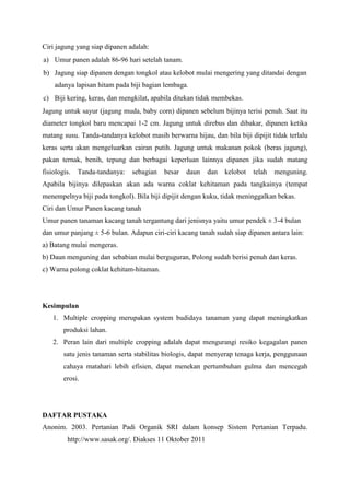 Multiple cropping dalam koridor sistem pertanian terpadu berkelanjutan ...