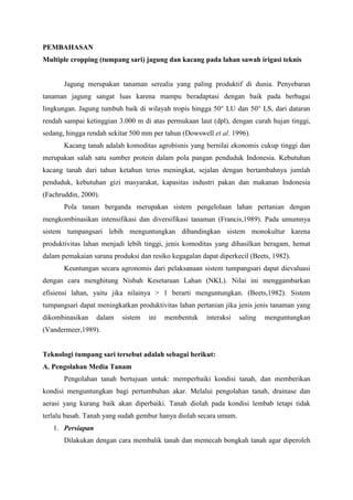 Multiple cropping dalam koridor sistem pertanian terpadu berkelanjutan ...