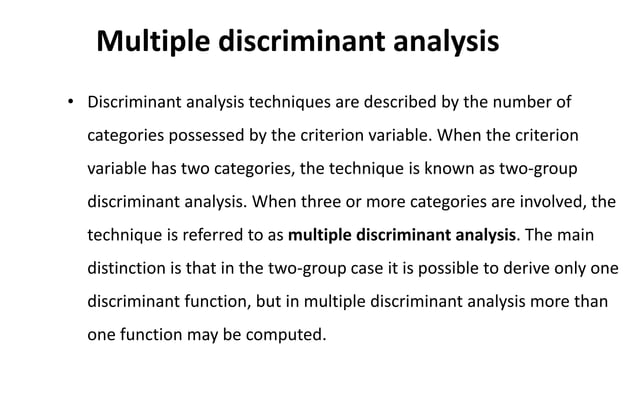 Multiple discriminant analysis | PPTX | Physics | Science
