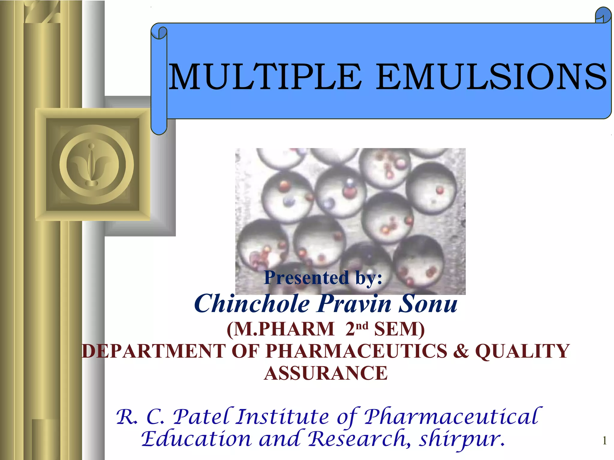 Multiple emulsions NDDS | PPT