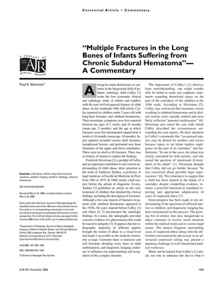 Multiple fractures in the long bones of infants suffering from chronic ...