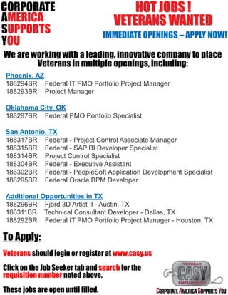 Multiple immediate openings- AZ, OK, TX | PDF | Job Search | Careers