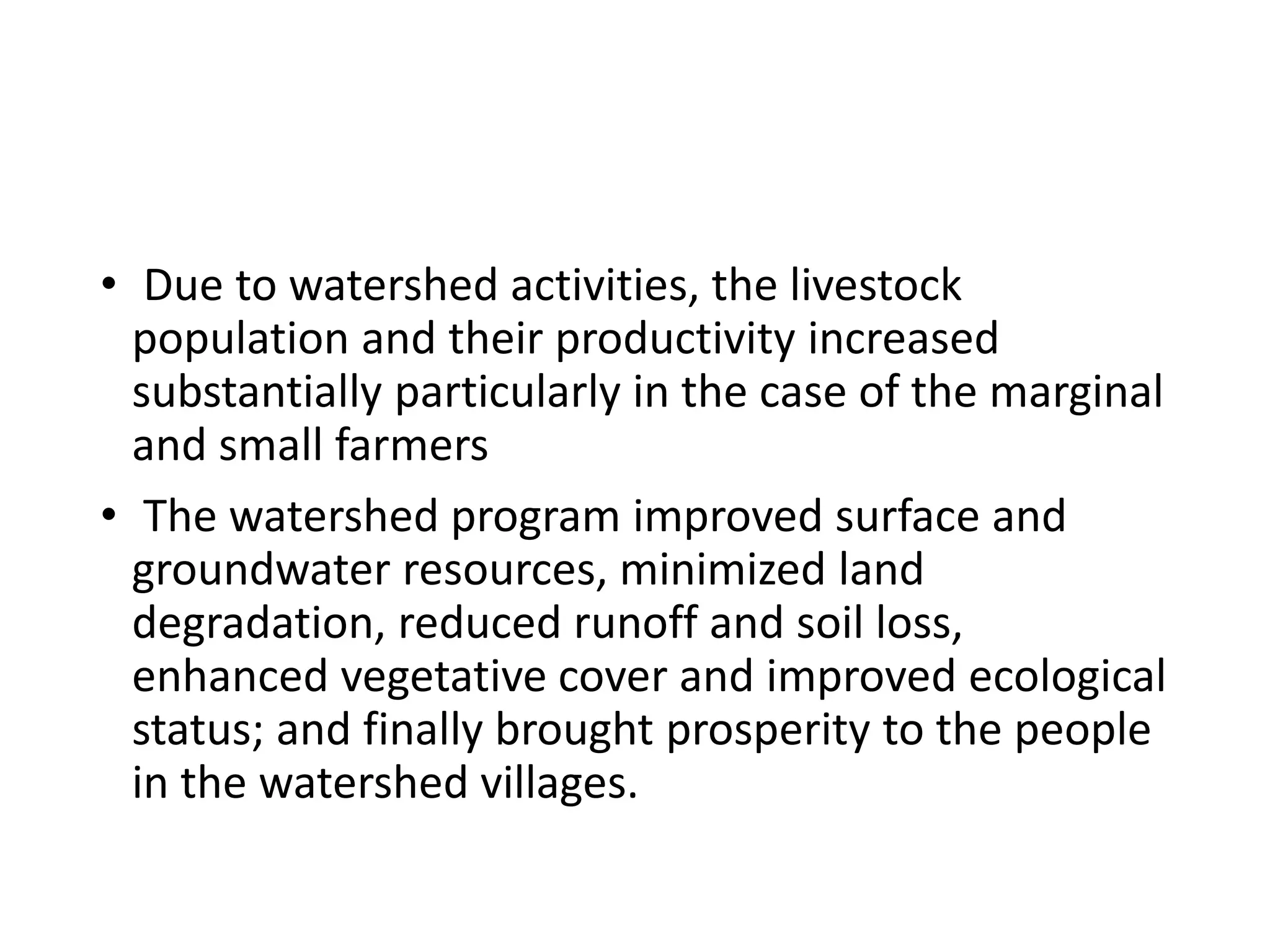 Multiple impact of integrated watershed management in low | PPT