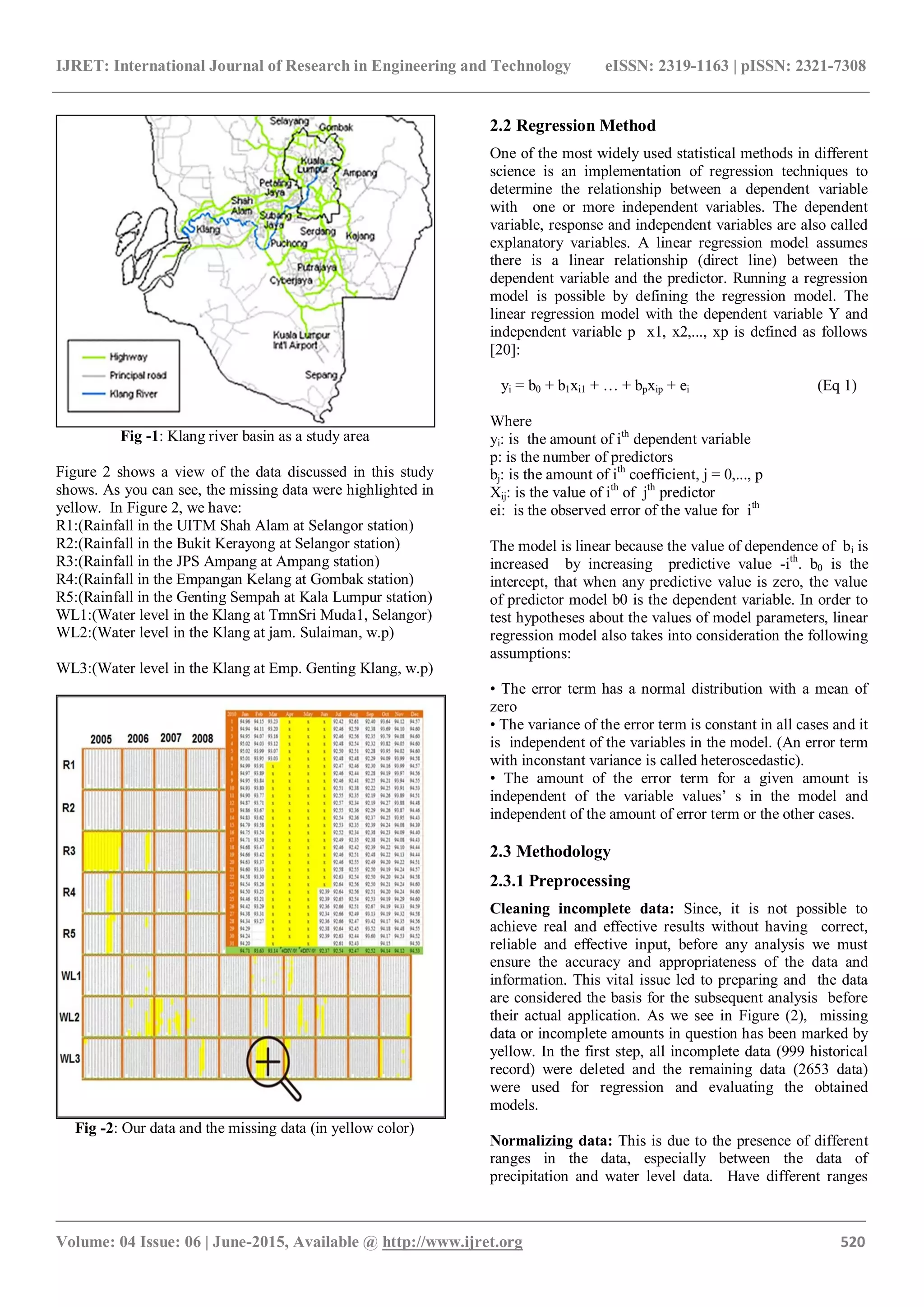 Multiple imputation for hydrological missing data by using a regression method (klang river ...