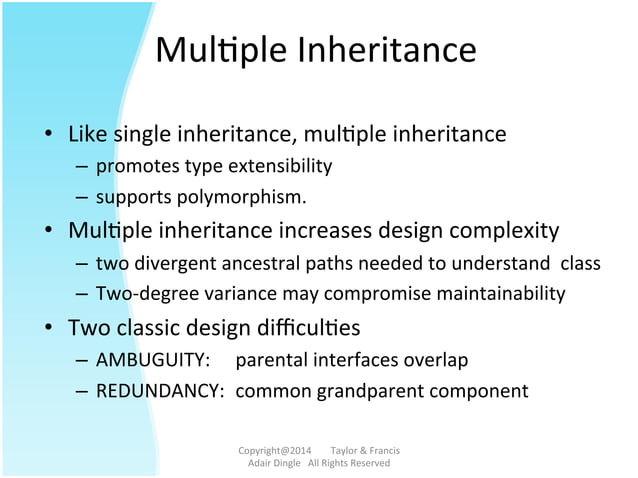 Object-Oriented Design: Multiple inheritance (C++ and C#) | PPT