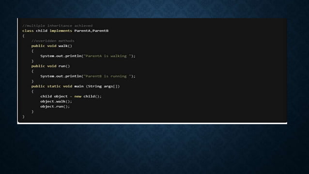 Multiple inheritance in java3 (1).pptx | Programming Languages | Computing Multiple inheritance in java3 (1).pptx | Programming Languages | Computing