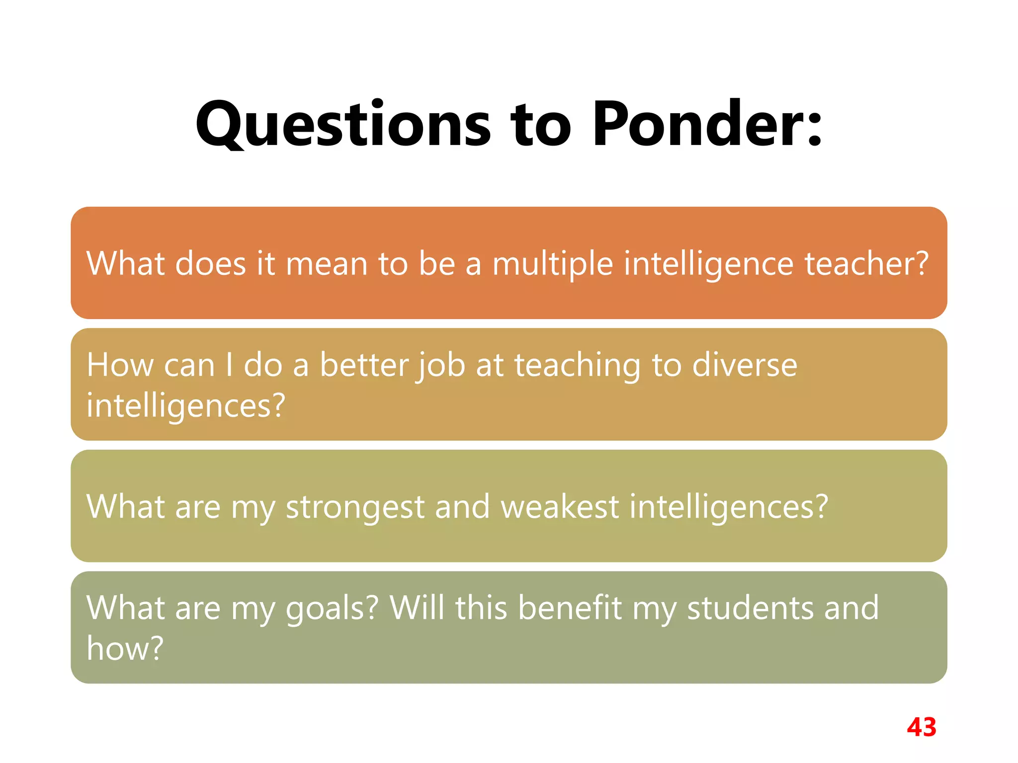 Multiple Intelligence for Teachers | PPTX