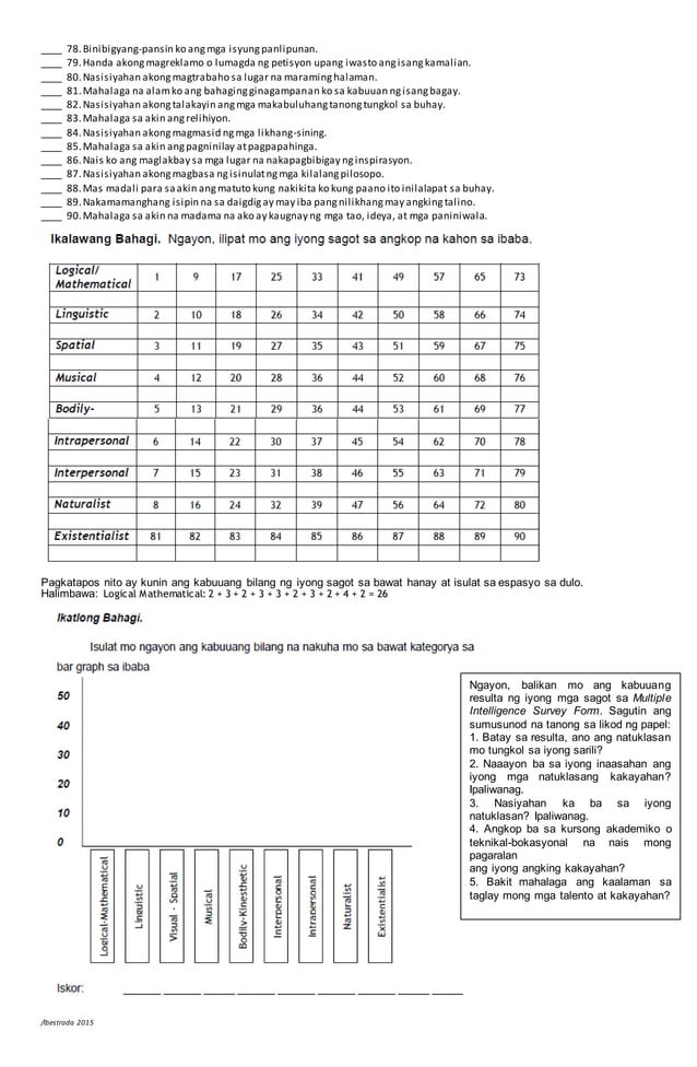 ESP Multiple Intelligence (MI) Survey | DOCX