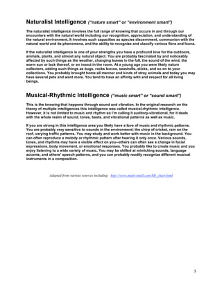 Naturalist Intelligence ( Nature Smart )