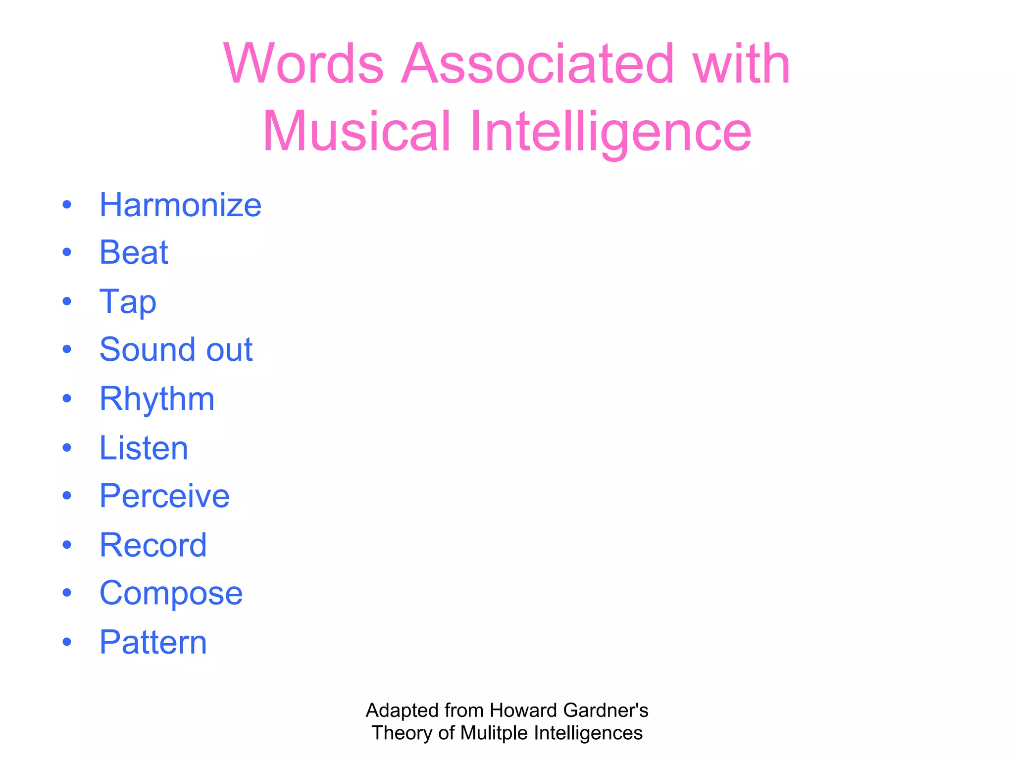 Multiple intelligences.2013