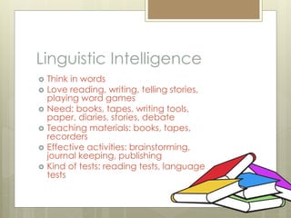Linguistic Intelligence Activities