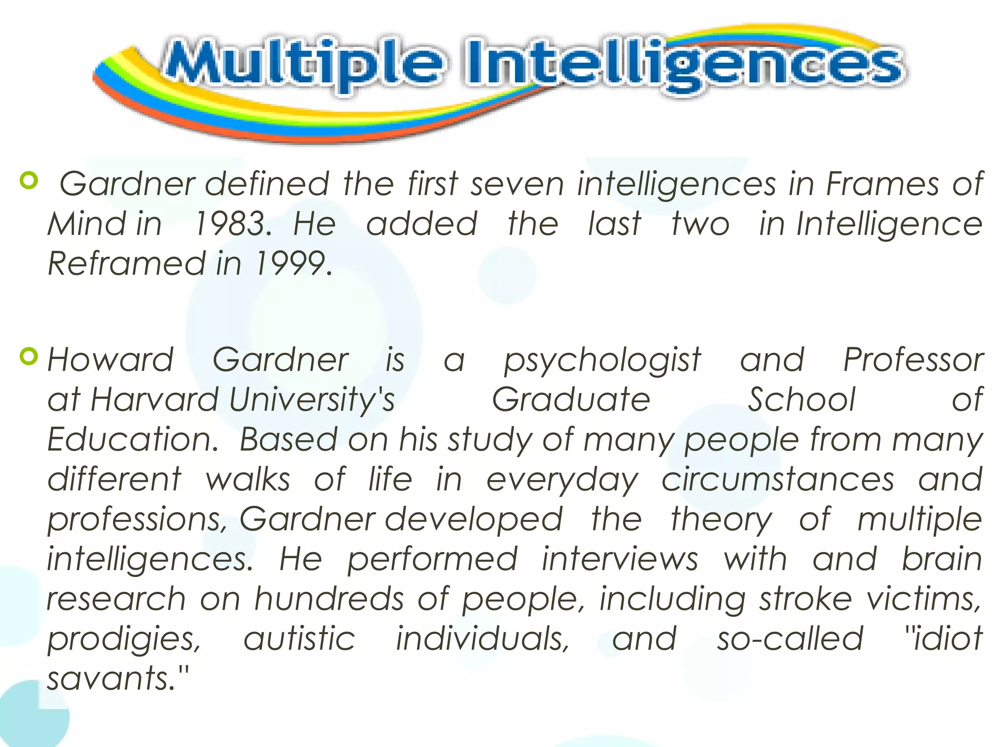 Multiple intelligences | PPT