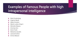 Intrapersonal Intelligence Examples