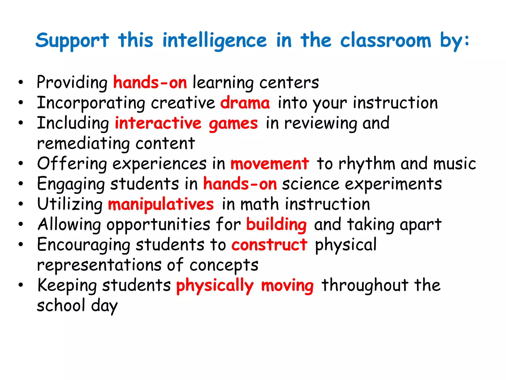 Multiple Intelligences: Bodily-Kinesthetic Intelligence | PPTX