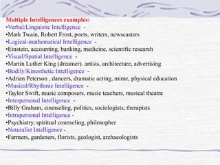 Multiple intelligences2011 12 | PPT