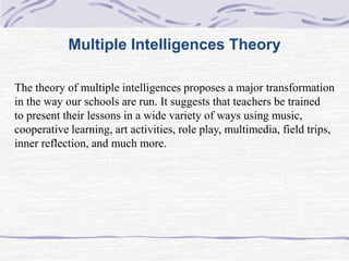 Multiple intelligences2011 12 | PPT