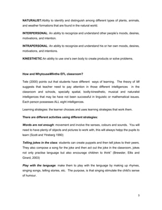 Multiple intelligences 4 | DOCX | Educational Assessment | Education