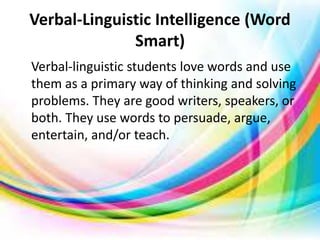 Multiple intelligences and mathematics | PPT