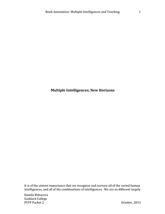 Multiple intelligences and teaching | PDF