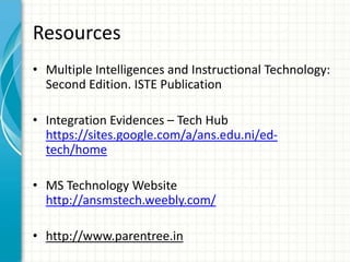 Multiple intelligences and technology tools presentation | PPTX
