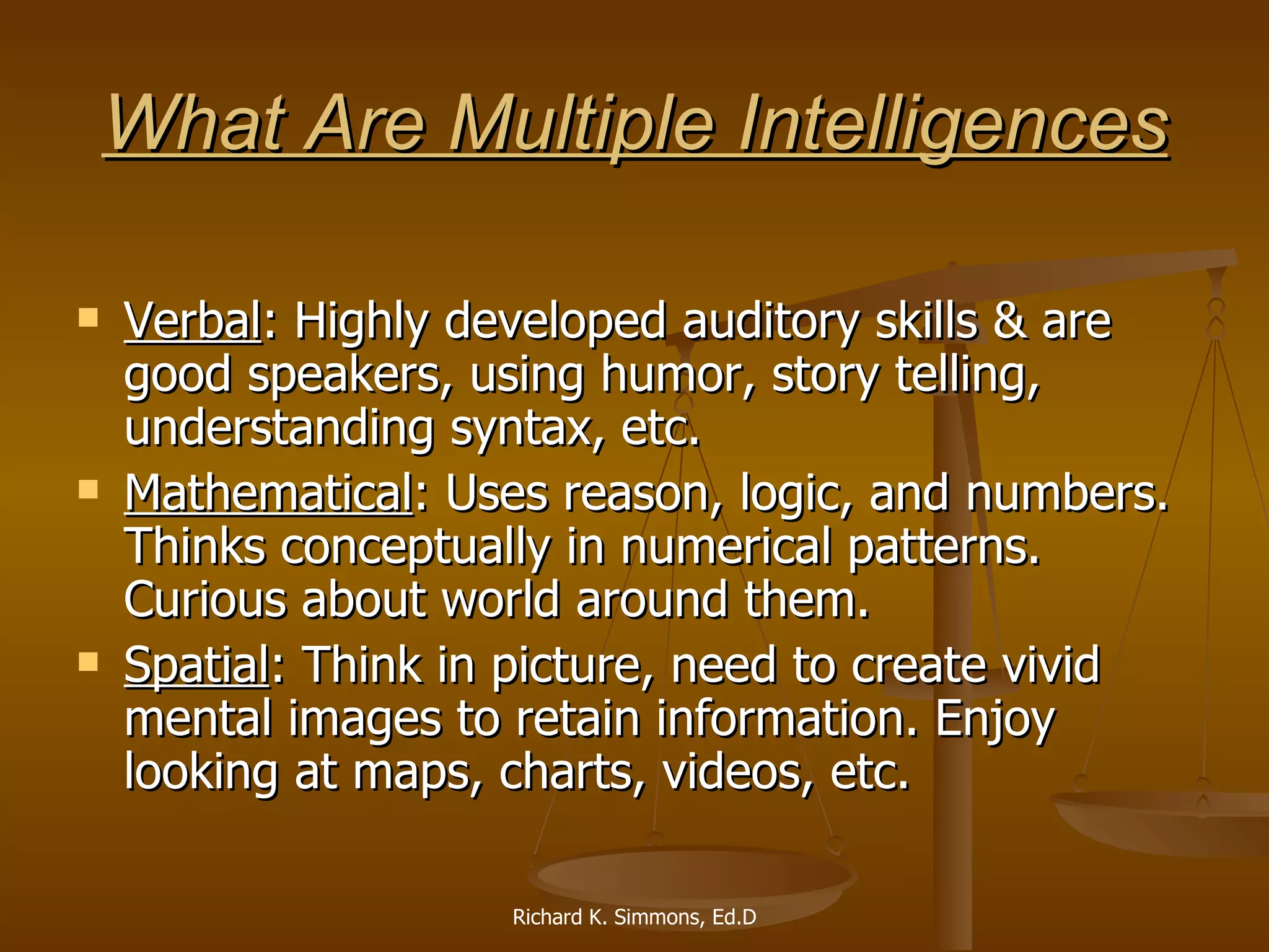 Multiple Intelligences In The Classroom Tec Htoolscourse | PPT