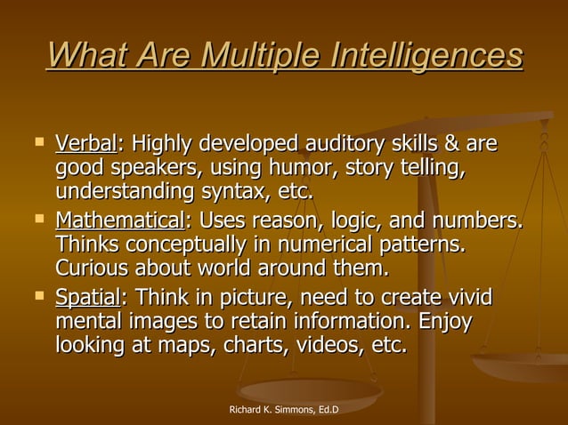 Multiple Intelligences In The Classroom Tec Htoolscourse | PPT