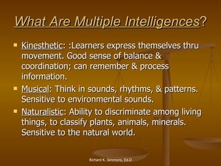 Multiple Intelligences In The Classroom Tec Htoolscourse | PPT