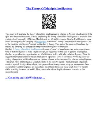 Multiple Intelligences Reflection Paper | PDF