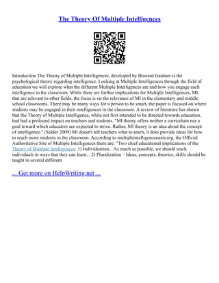 Multiple Intelligences Reflection Paper | PDF