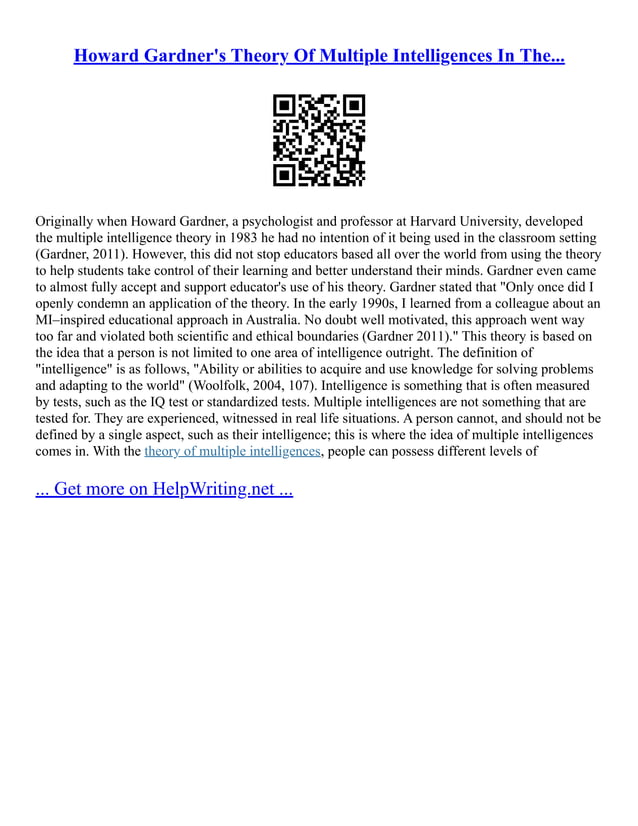 Multiple Intelligences Reflection Paper | PDF