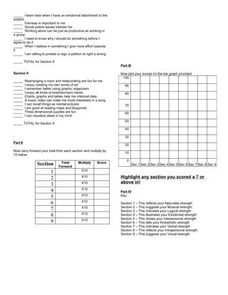 Multiple Intelligences Survey | DOC