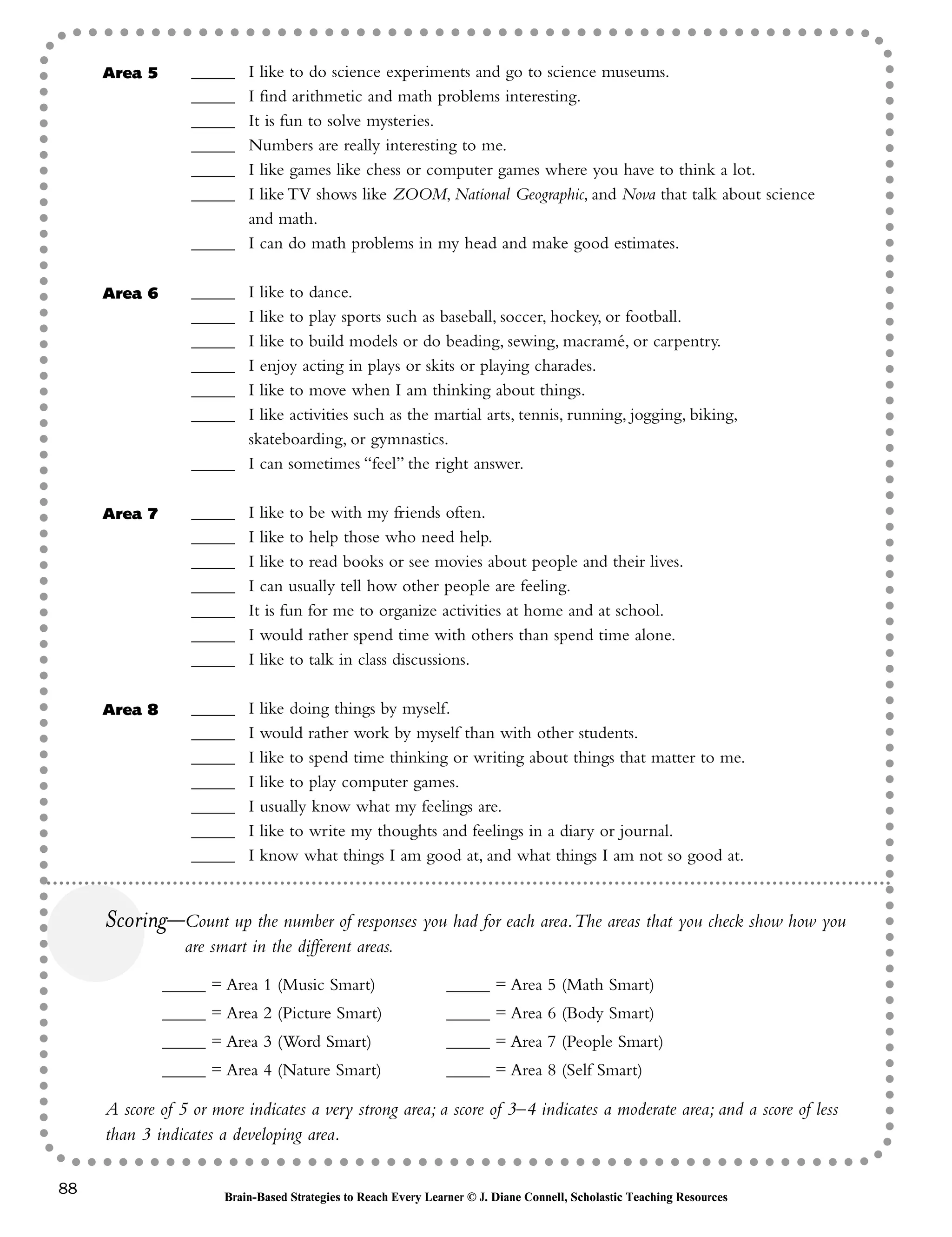 Multiple intelligences test | PDF | Games and Puzzles | Hobbies & Interests