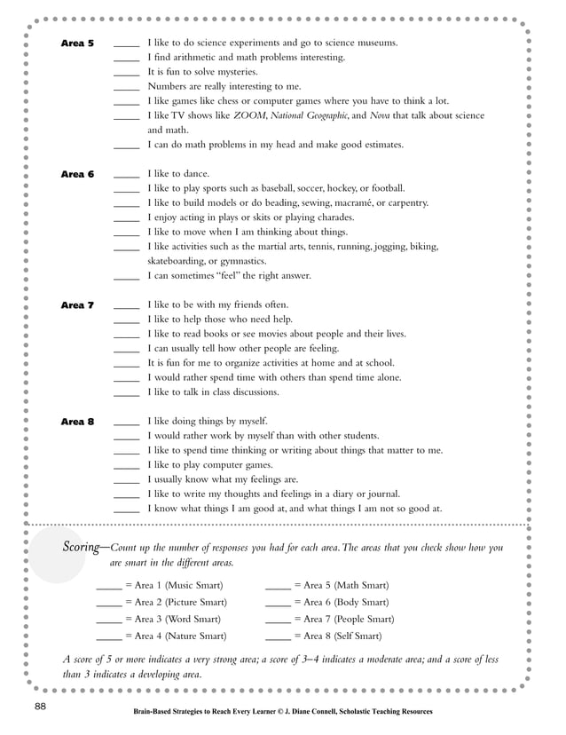 Multiple intelligences test | PDF | Games and Puzzles | Hobbies & Interests