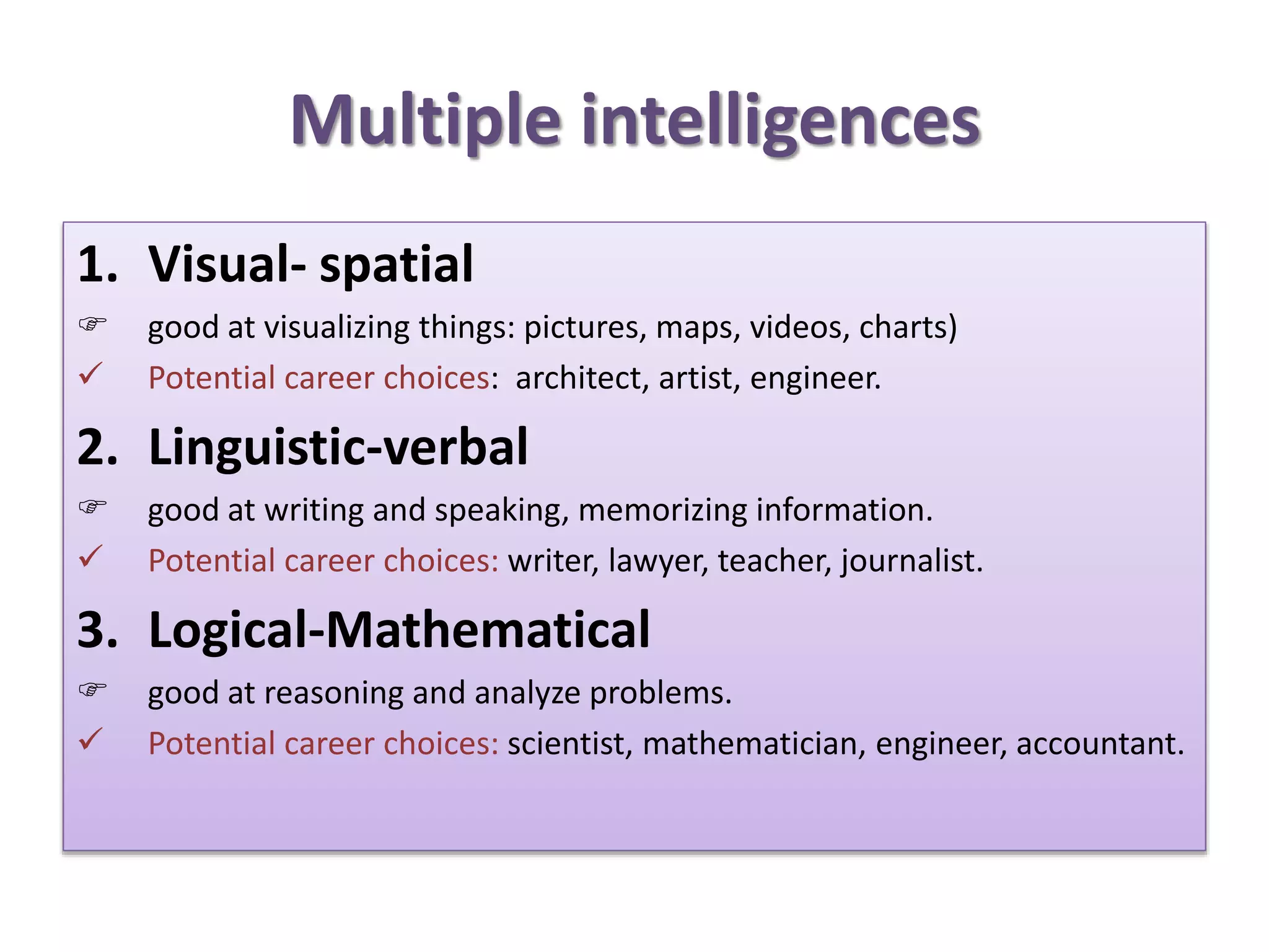 Multiple intelligences theory | PPTX | Science