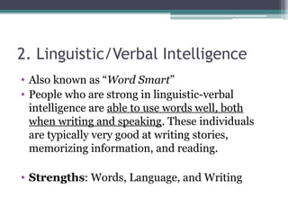 Multiple Intelligences with Quiz 10 pptx | PPTX