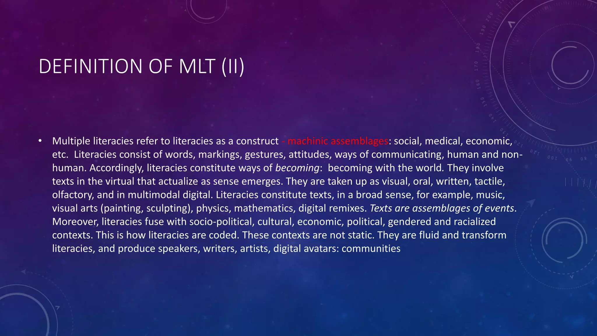 Multiple literacies theory (MLT) and TEFL | PPTX