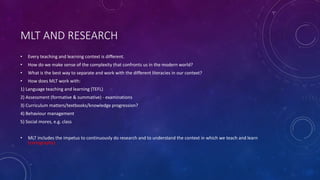 Multiple literacies theory (MLT) and TEFL | PPTX