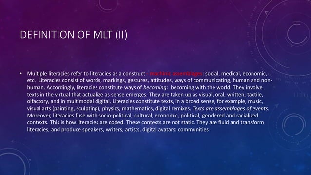 Multiple literacies theory (MLT) and TEFL | PPTX