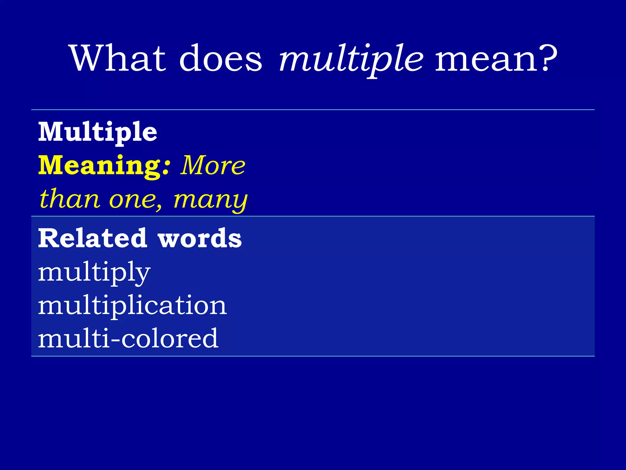Multiple meaning words | PPT