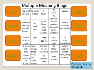 Multiple meaning words slide show | PPTX