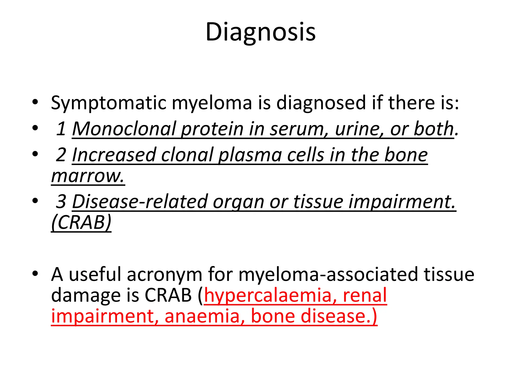 Multiple myeloma; Definition, clinical Features ,Laboratory Diagnosis ...