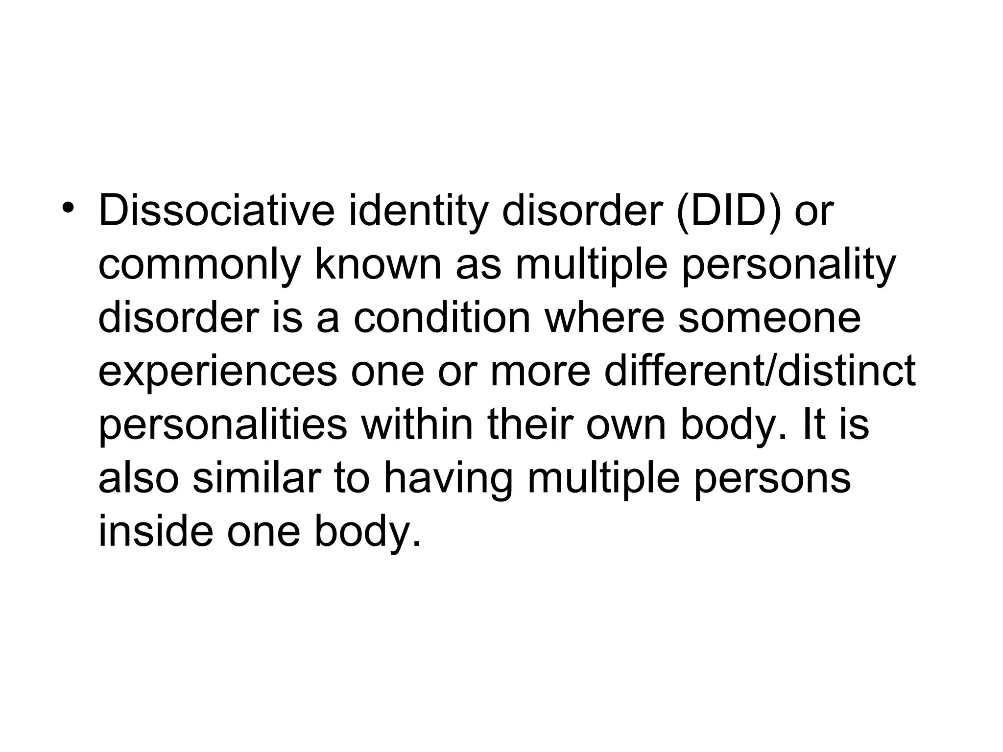 Multiple personality disorder (Research) | PPT