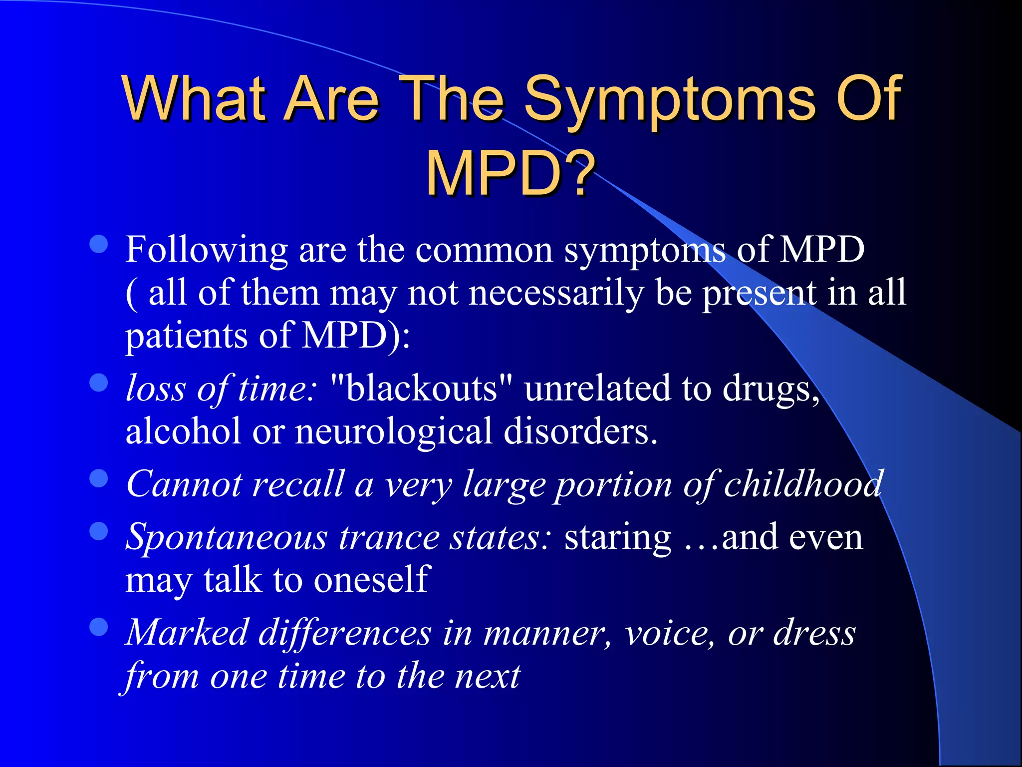 Multiple personality disorders-prof. fareed minhas | PPT