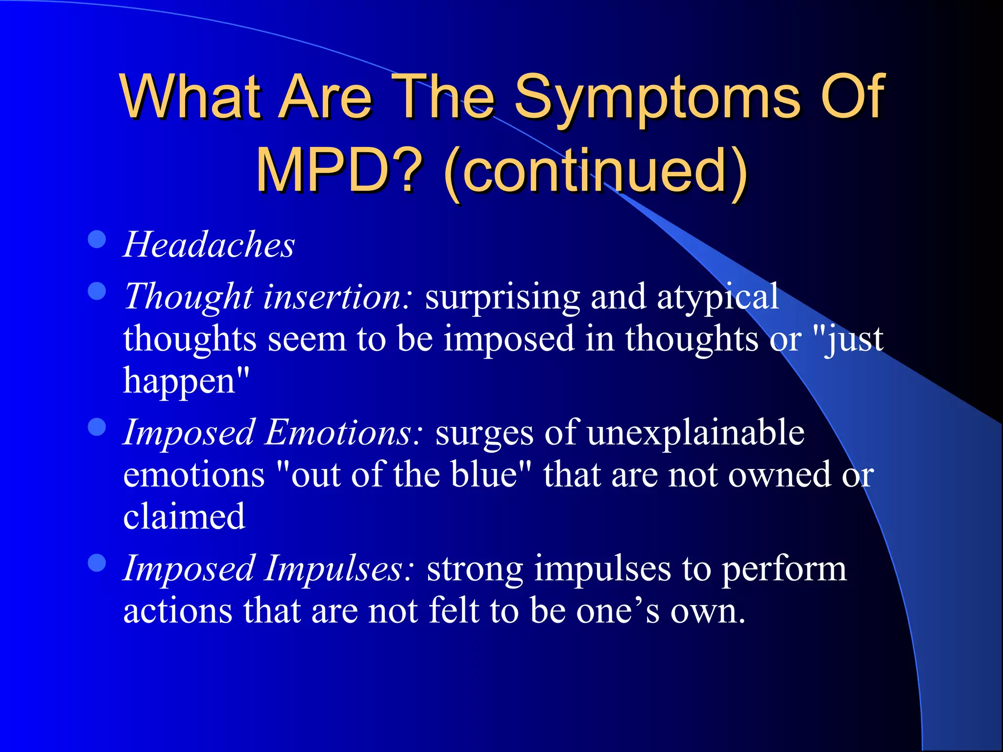 Multiple personality disorders-prof. fareed minhas | PPT